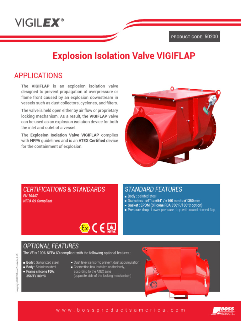 Explosion Isolation Valve Vigiflap | PDF | Valve | Mechanical Engineering