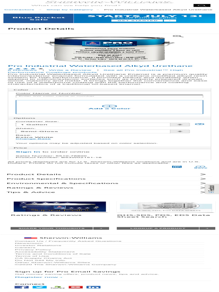 Pro Industrial Water Based Alkyd Urethane - Sherwin-Williams | PDF ...