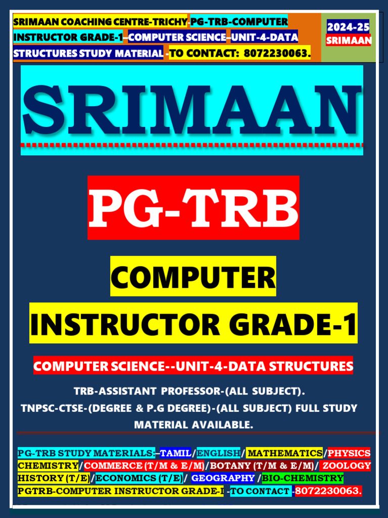 PG-TRB Computer Instructor Study Guide | PDF | Vertex (Graph Theory) | Algorithms And Data ...