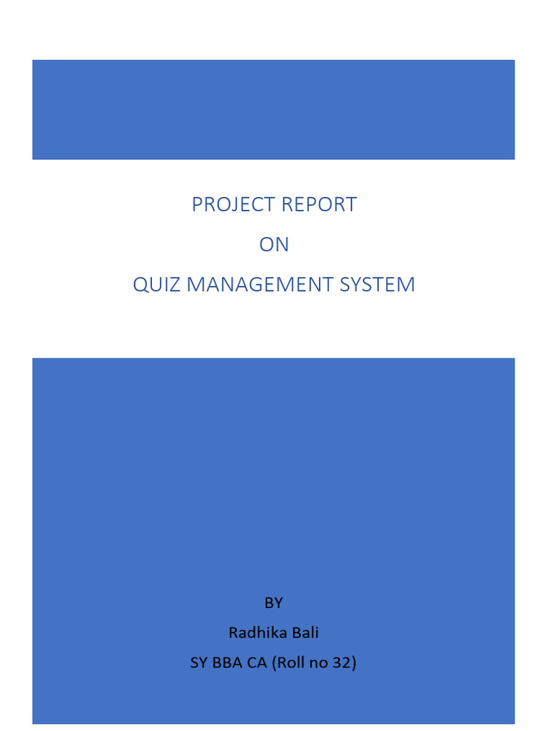 Project Report Quiz Management System - Update | PDF | Software | Php