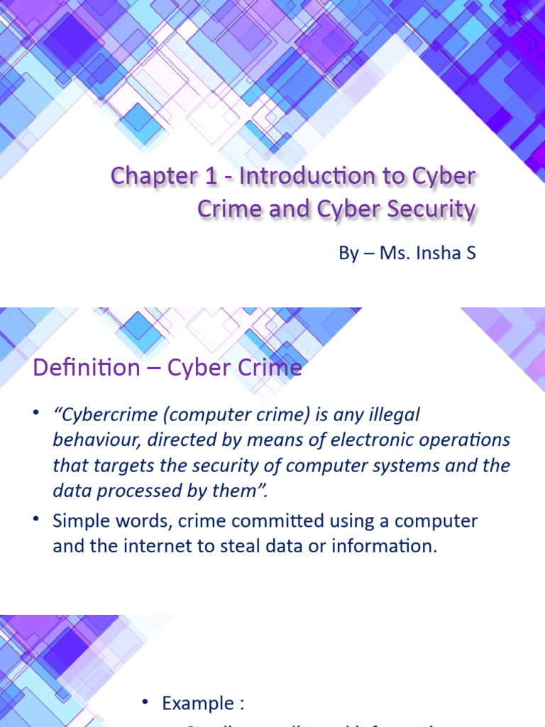 Chap1 - Introduction To Cybercrime and CyberSecurity | PDF | Security | Computer Security