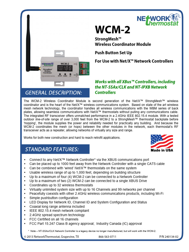 240134-02 WCM-2 Spec Sheet | PDF | Wireless | Wi Fi