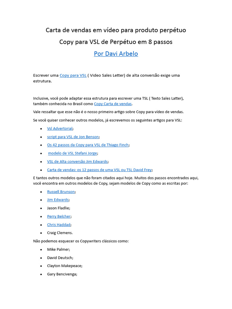 Copy para VSL de Perpétuo em 8 Passos | PDF | Tempo