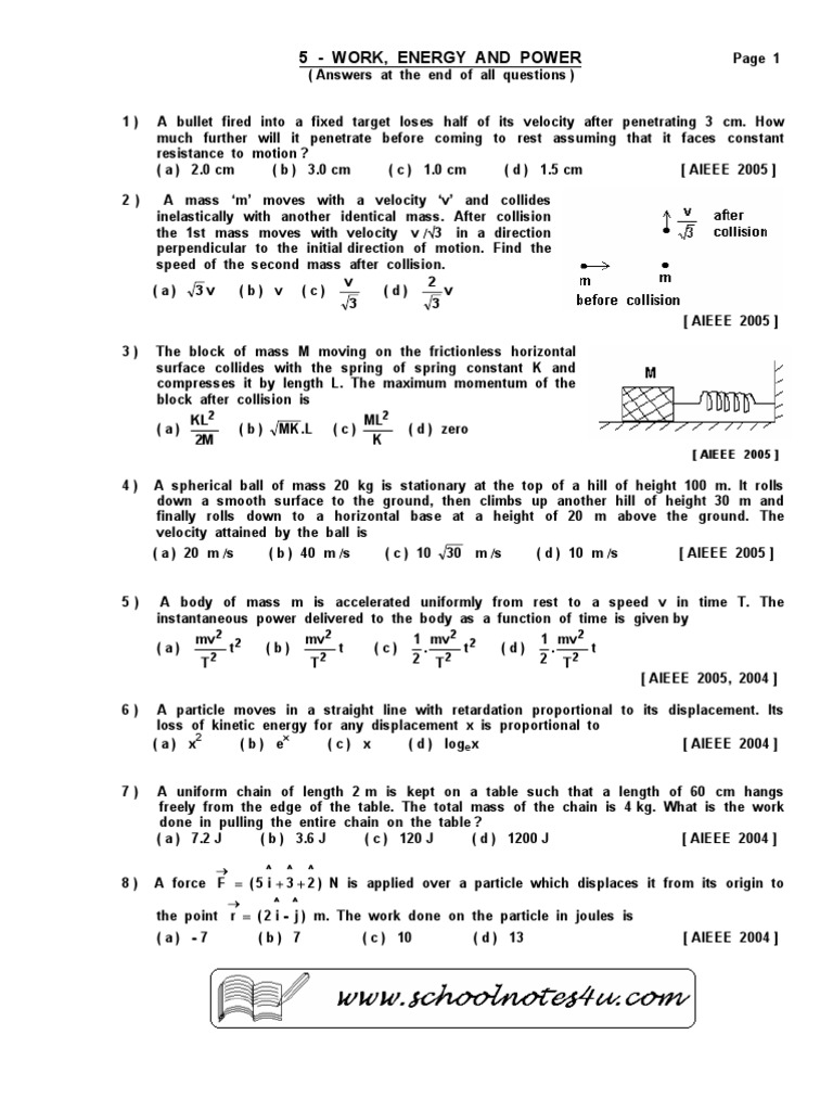 05 - Work, Energy and Power | PDF | Collision | Momentum