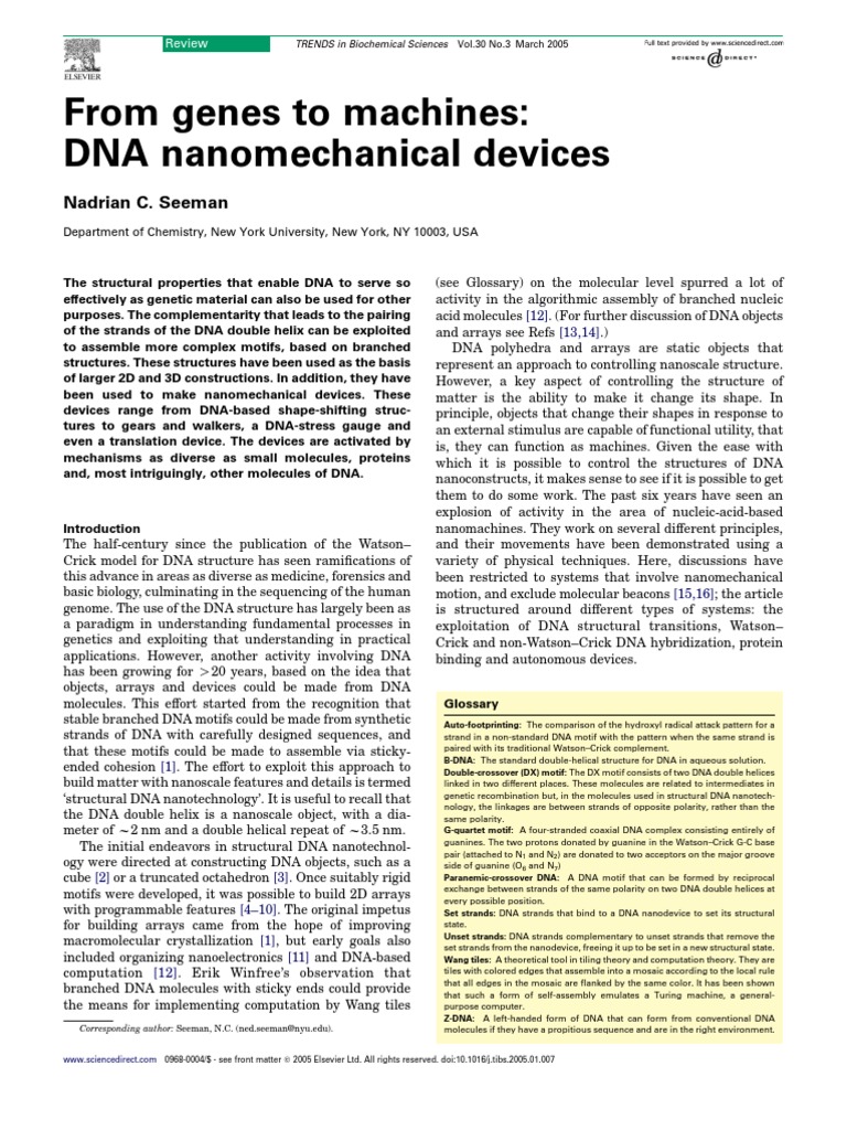 Nadrian C. Seeman - From Genes To Machines: DNA Nanomechanical Devices ...