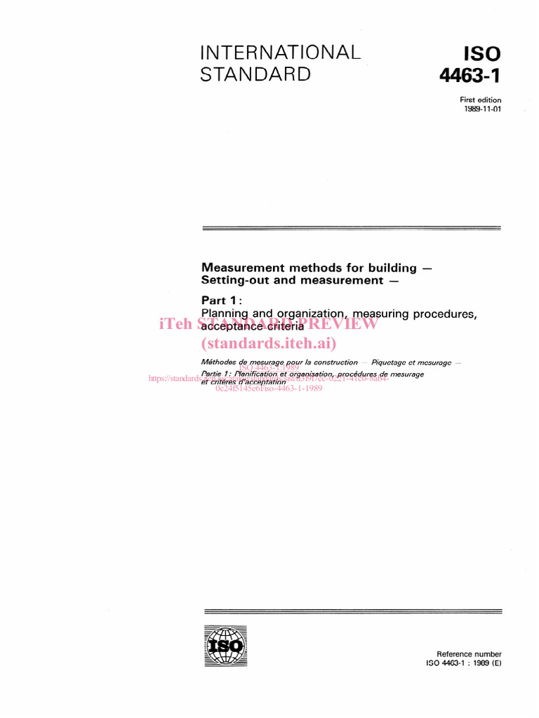 Iso 4463 1 1989 | PDF | International Organization For Standardization | Engineering Tolerance