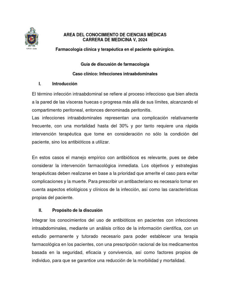 Guia 1 Infecciones Intraabdominales V 2024 | PDF | Enfermedades y trastornos | Ciencias de la Salud