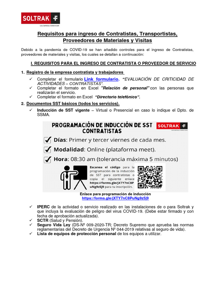 Requisitos de SST para Contratistas - Soltrak 2023 (1) (1) | PDF
