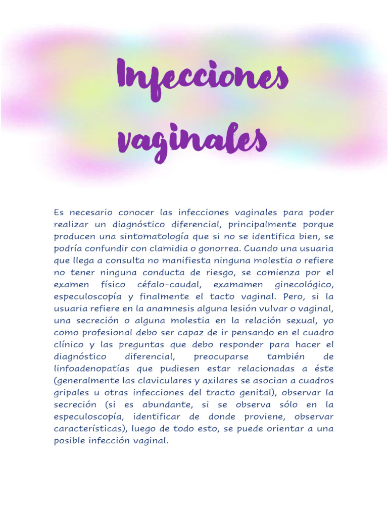 Infecciones Vaginales Resumen | PDF | Vagina | Medicina CLINICA