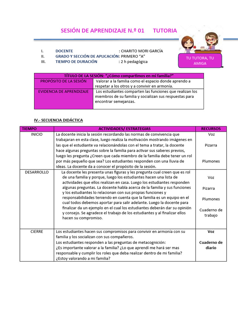 SESION TUTORIA 1 | PDF | Aprendizaje | Modificación de comportamiento