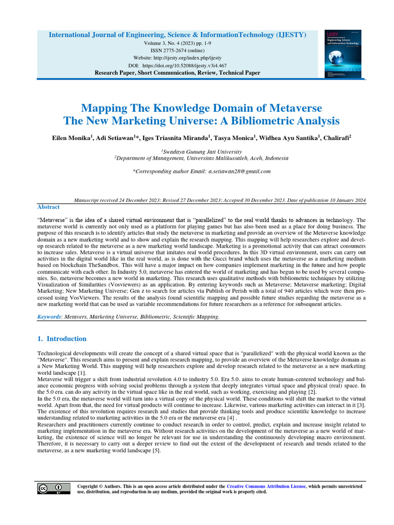 Mapping The Knowledge Domain of Metaverse The New | PDF | Virtual ...