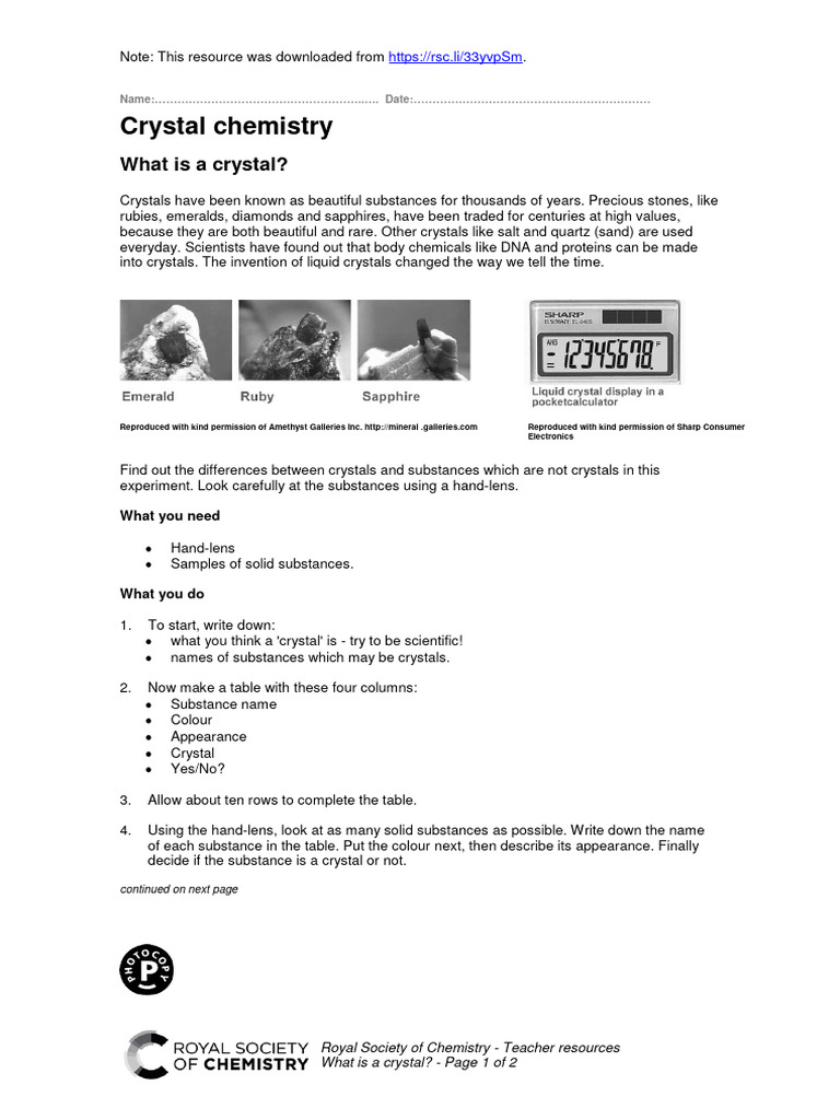 Understanding Crystals: A Teacher's Guide | PDF | Gemstone | Physical ...