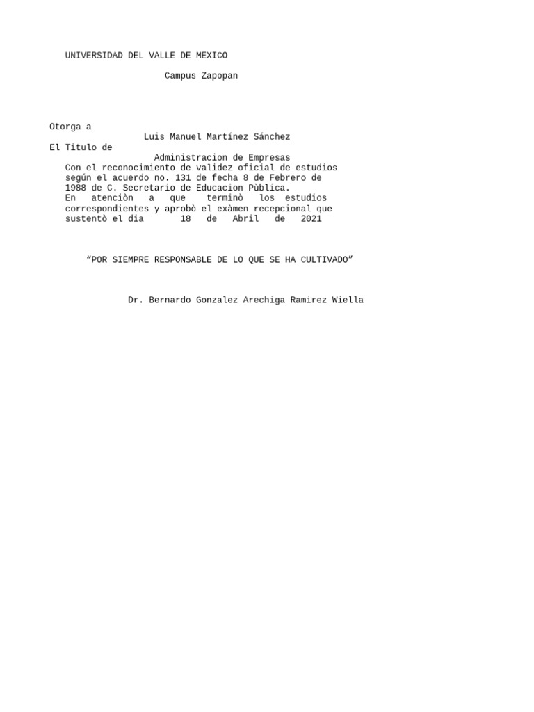 Titulo Uvm | PDF | Gobierno