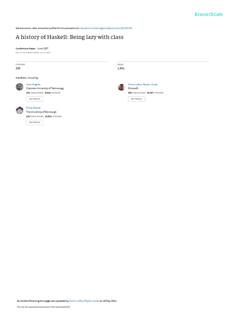 A History of Haskell Being Lazy With Class | PDF | Functional Programming | Scheme (Programming ...