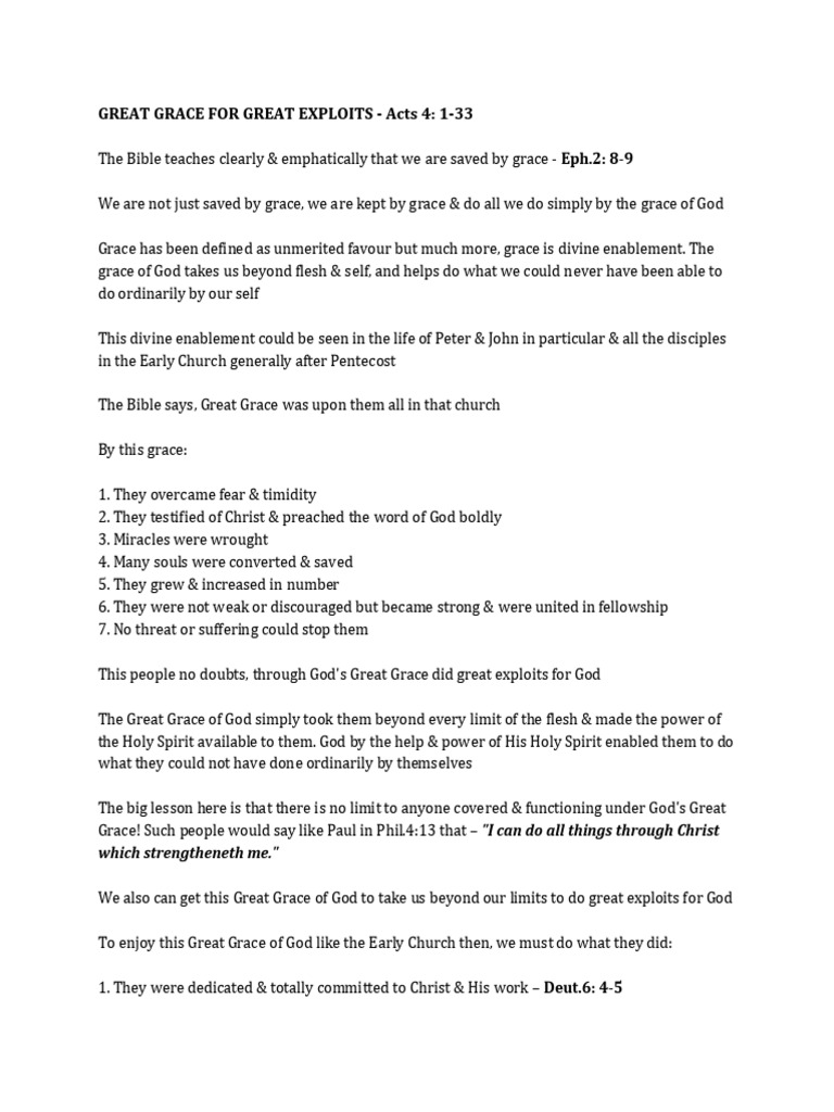 Great Grace For Great Exploits | PDF | Wellness | Religion & Spirituality