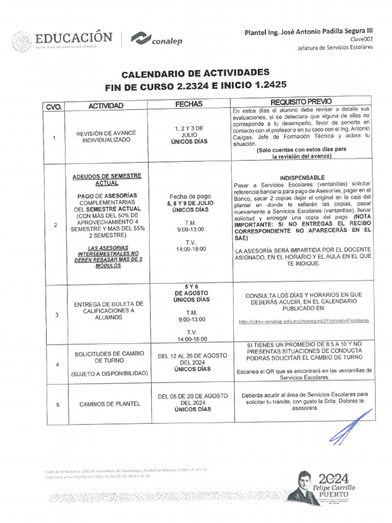 CALENDARIO 2do Y 4to | PDF