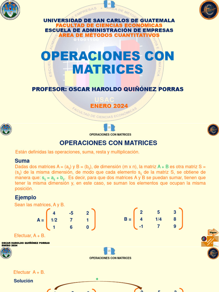 Operaciones Básicas con Matrices | PDF | Matriz (Matemáticas ...