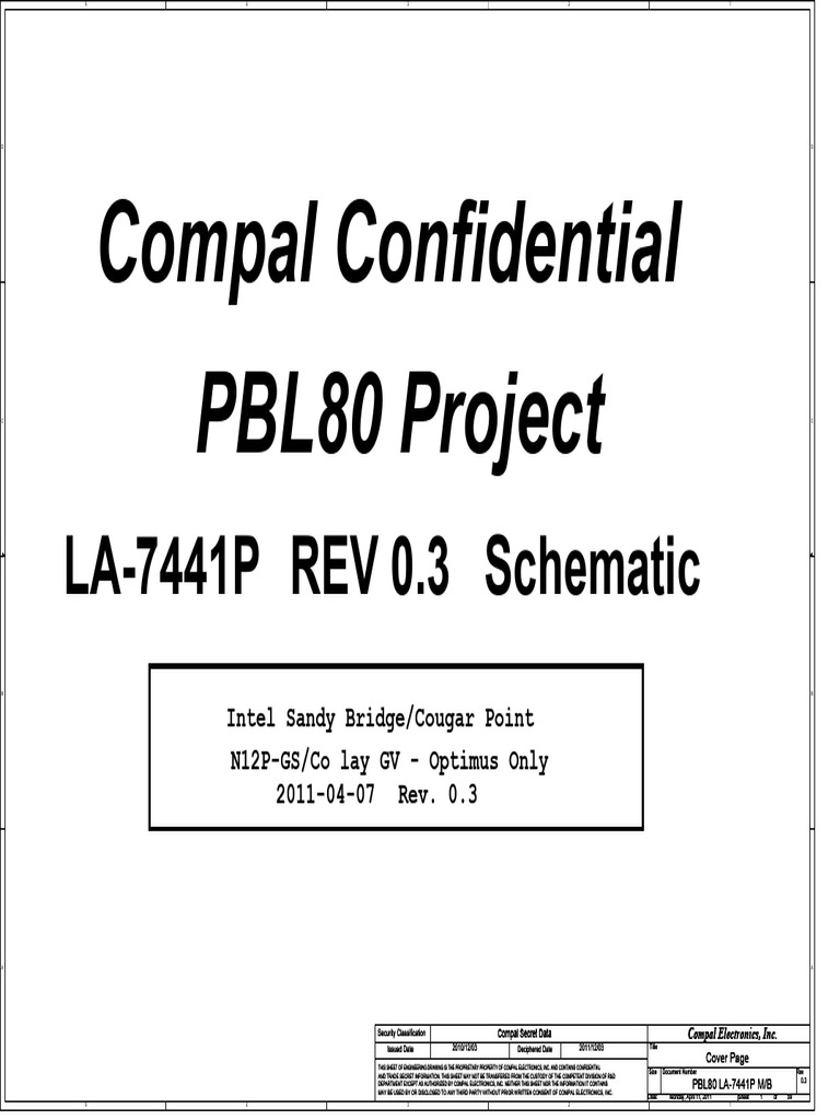 Asus K93SV X93SV PBL80 LA-7441P Rev0.3 Schematic | PDF | Usb | Computer Hardware