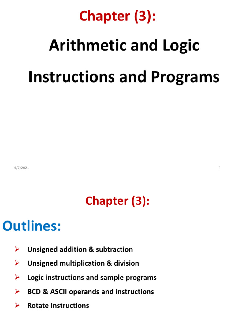 Arithmetic and Logic Instructions and Programs: Chapter | PDF | Computer Architecture | Computing