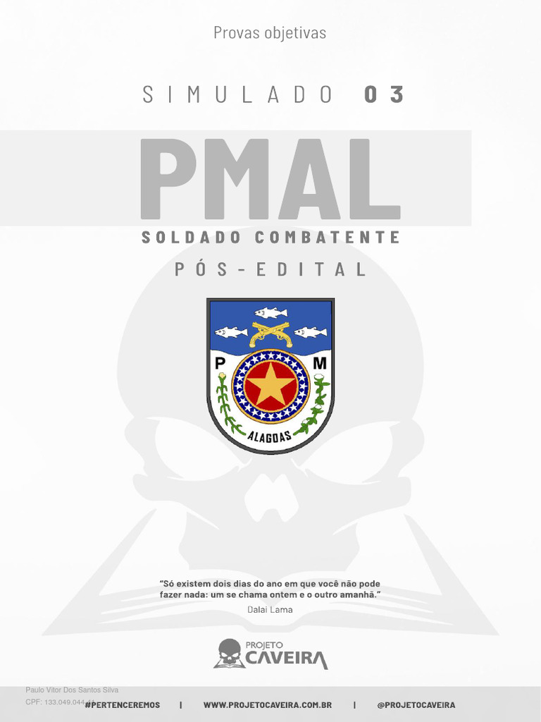 3 Simulado Completo - PMAL 2021 (Pós-Edital) - Projeto Caveira | PDF ...