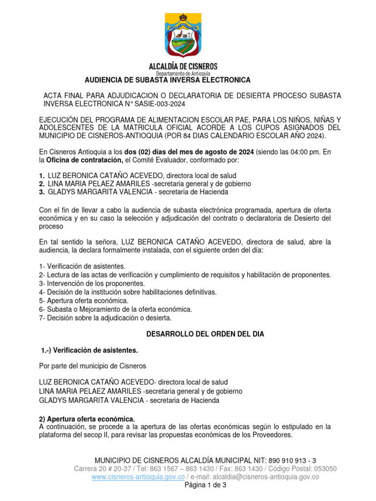 17.acta de Subasta | PDF