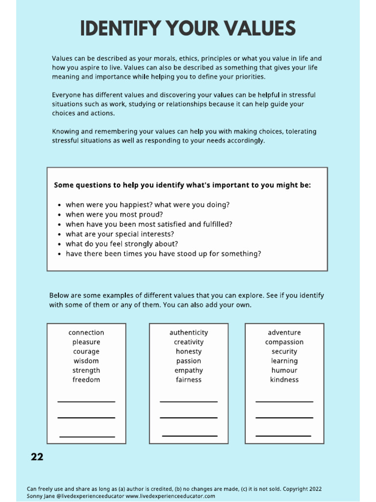 DBT - Identifying Your Values | PDF