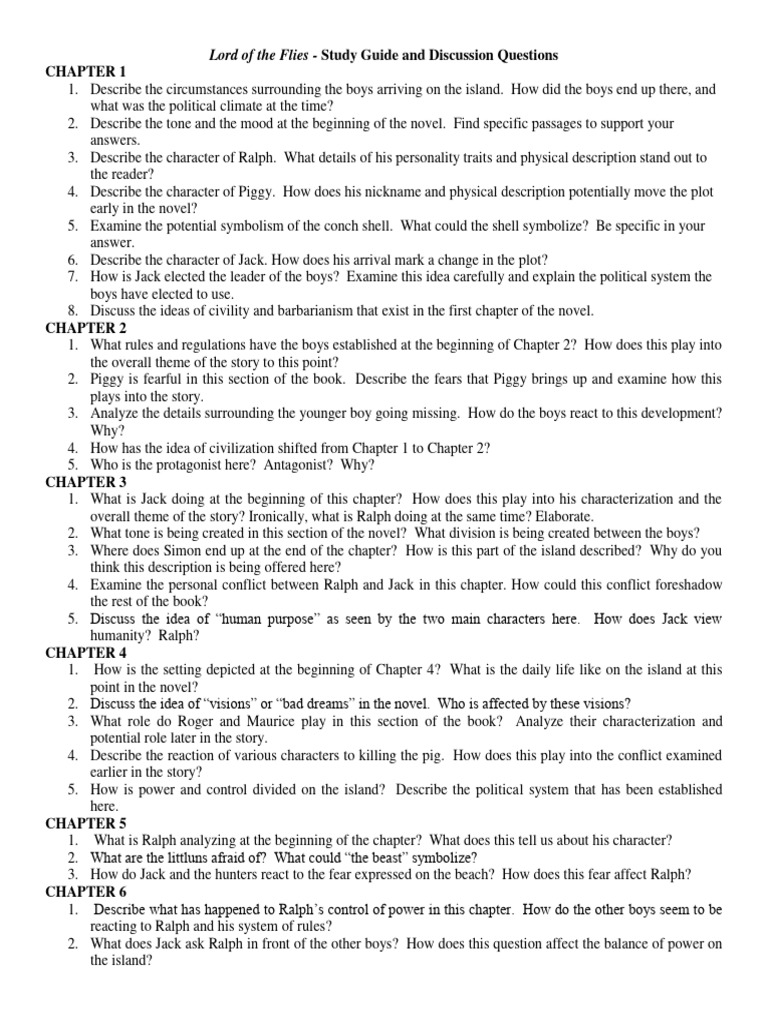 Lof Study Guide Questions | PDF | Language Arts & Discipline | Young Adult