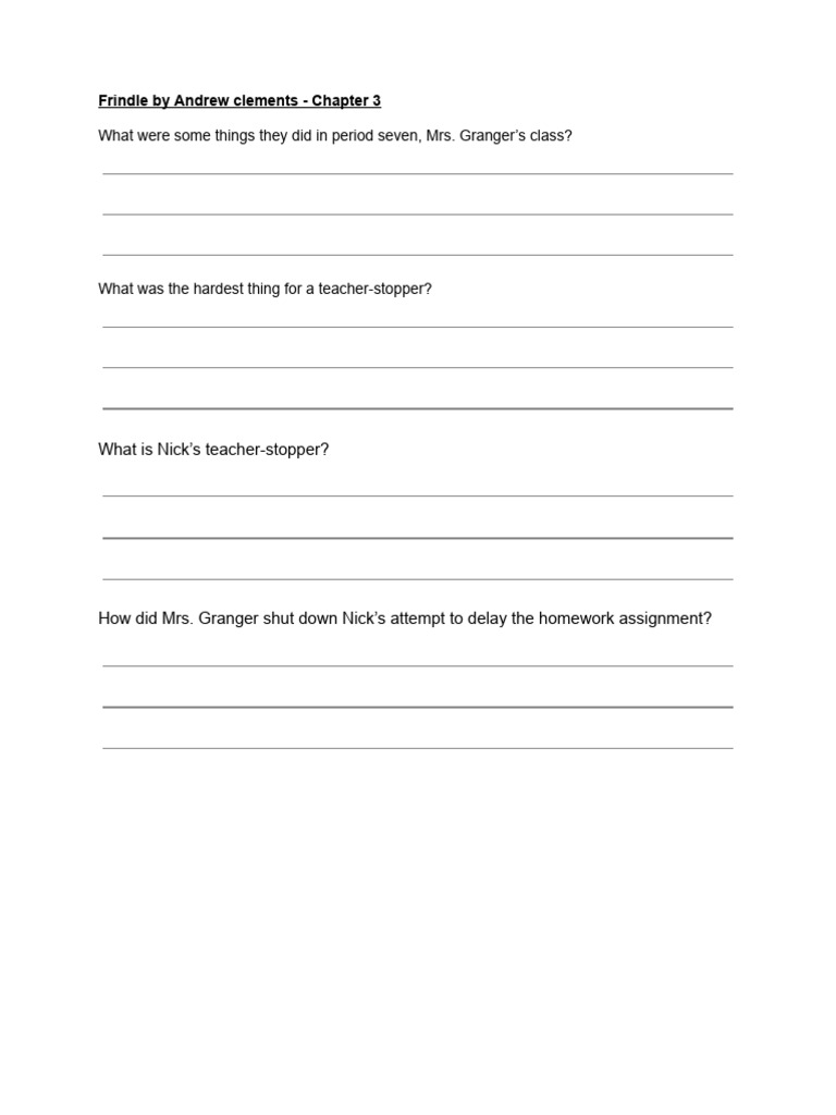 Frindle Questions | PDF