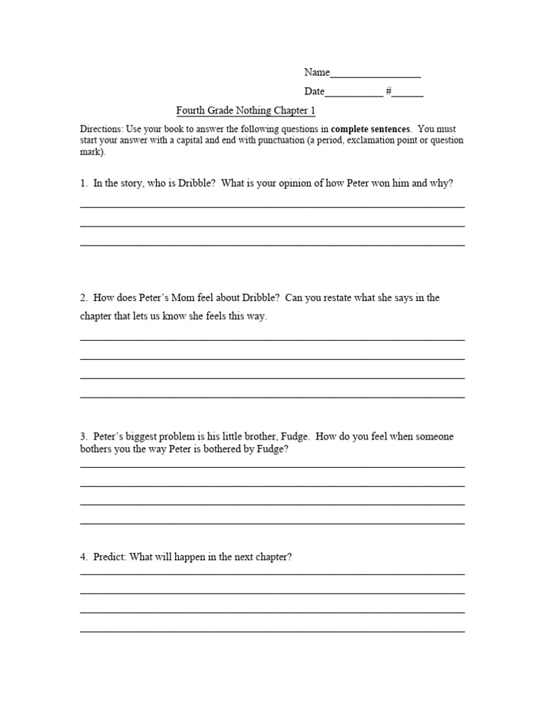 Tales of A 4th Grade Nothing Questions CH 7 | PDF