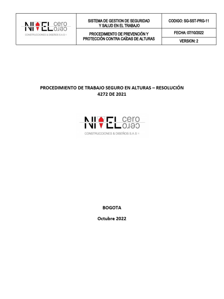 Programa De Prevencion Contra Caidas Nivel Cero Cero Pdf