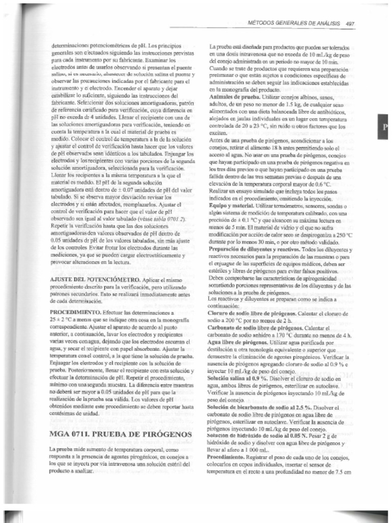 MGA 0711. Prueba de Pirógenos | PDF