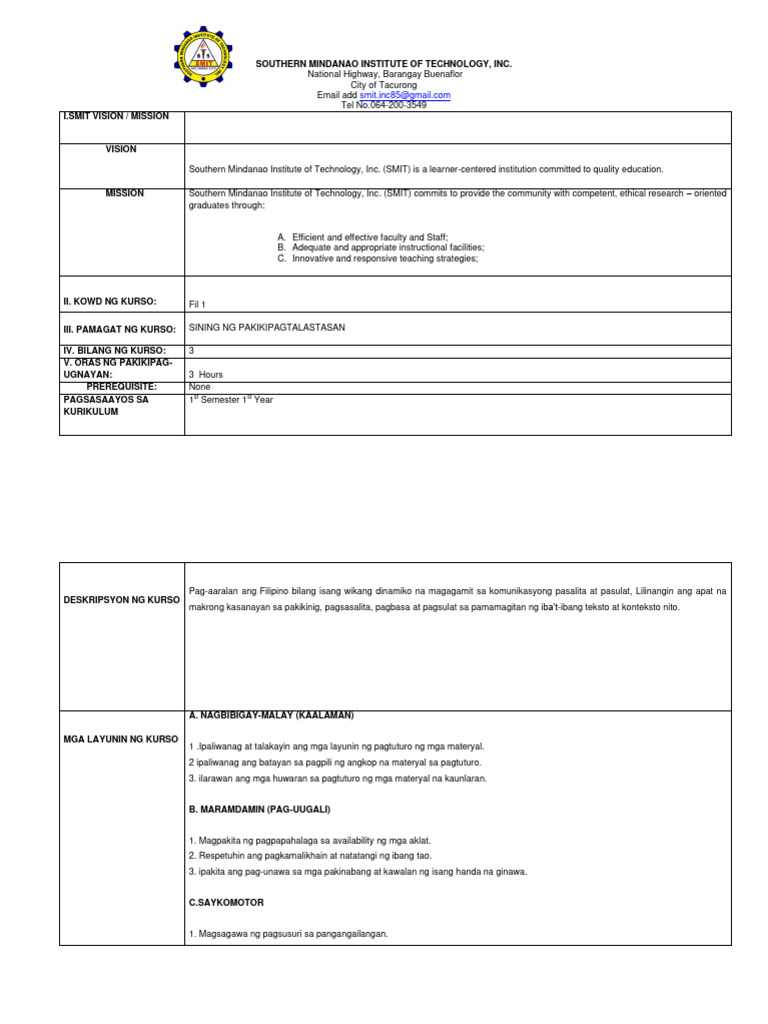 Sining NG Pakikipagtalastasan | PDF