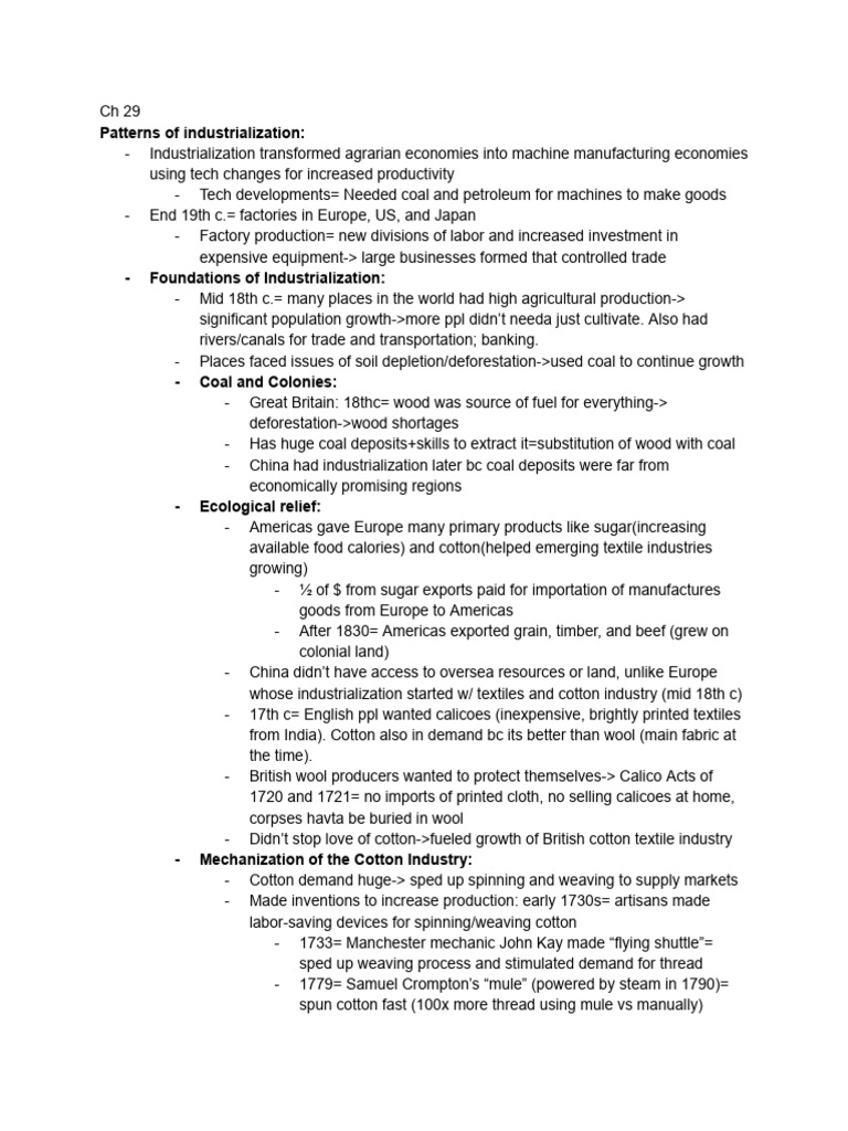 AP World Notes | PDF | Weaving | Cotton