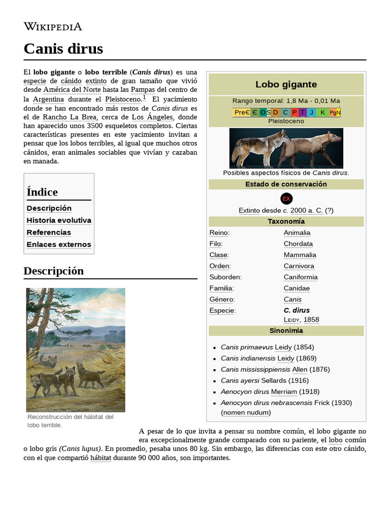 Canis Dirus | PDF | Caninos | Cánidos