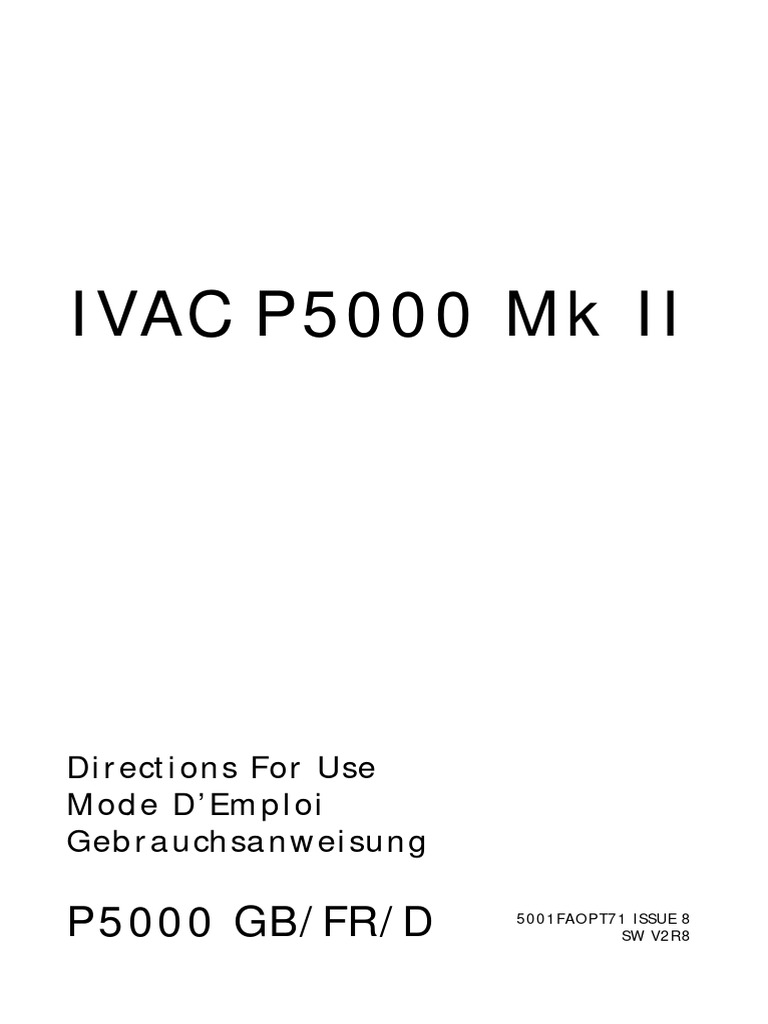 Alaris IVAC P 5000 MK2 - User Manual | PDF | Electromagnetic ...