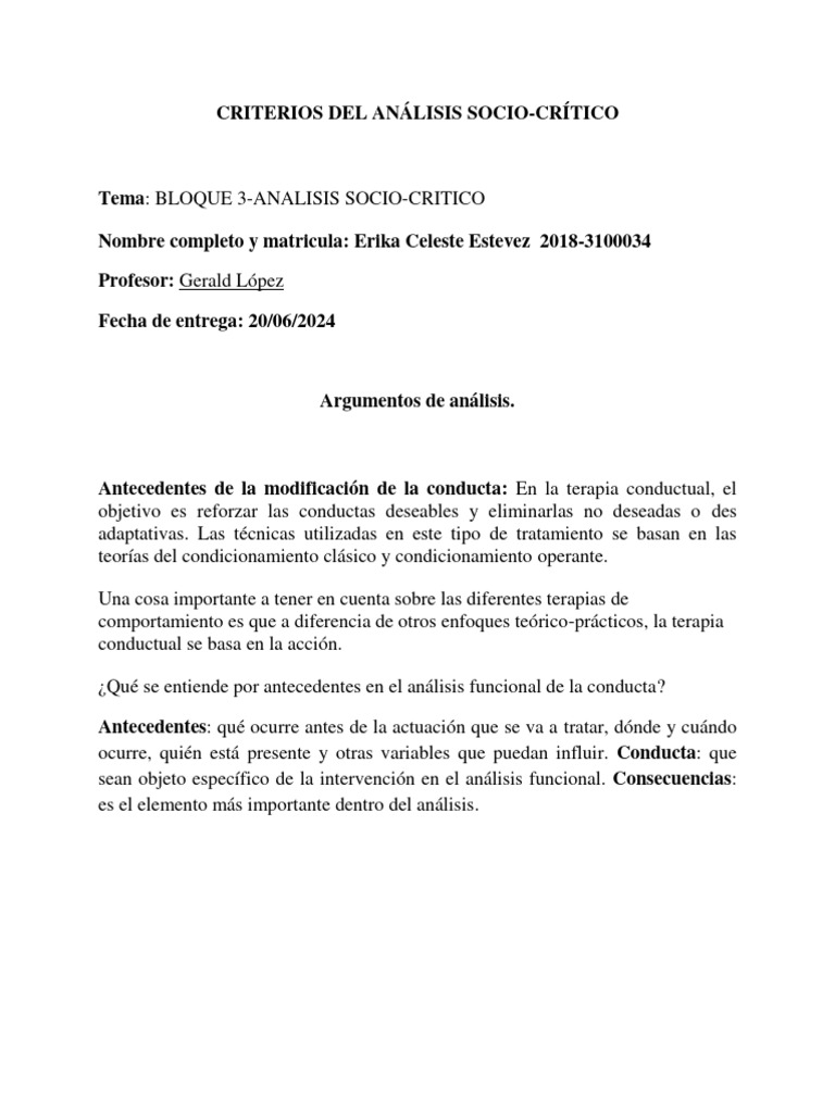 CRITERIOS DEL ANÁLISIS SOCIOCRITICO Erika Celeste Estevez 2018-3100034 ...