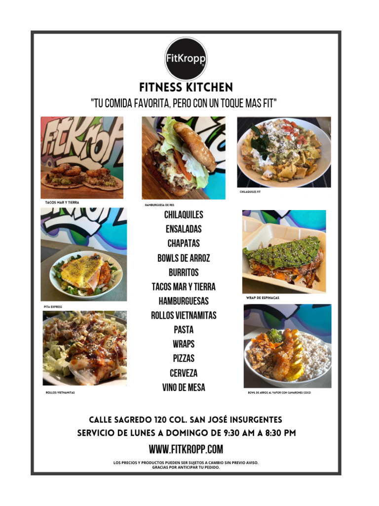 Menú Fitness Kitchen: Comida Saludable | PDF | Salchicha | Alimentos