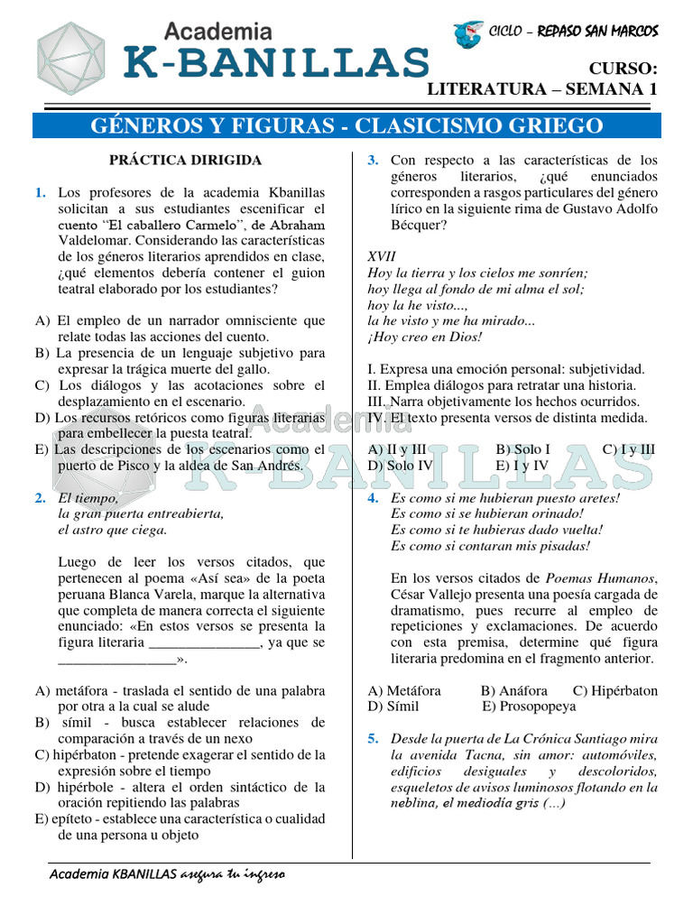 Literatura - Semana 1 - Géneros y Figuras - Clasicismo Griego | PDF | Odisea | Odiseo