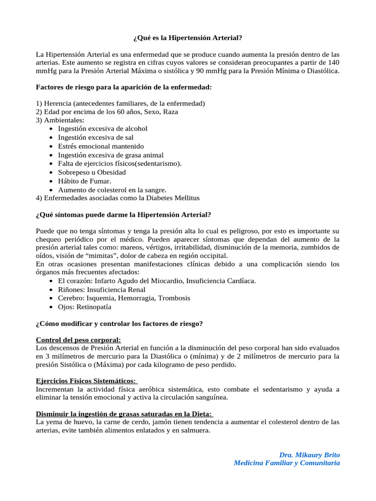 Que Es La Hta | PDF | Hipertensión | Presión sanguínea