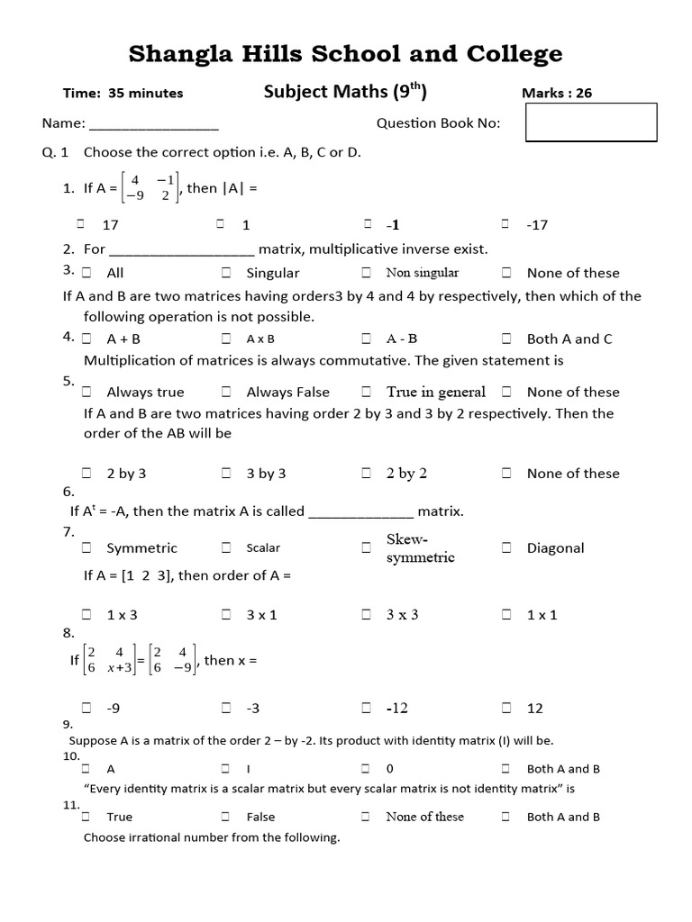 Maths 9 | PDF | Matrix (Mathematics) | Functional Analysis