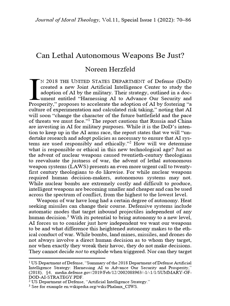 Herzfeld Lethal Autonomous Weapons | PDF