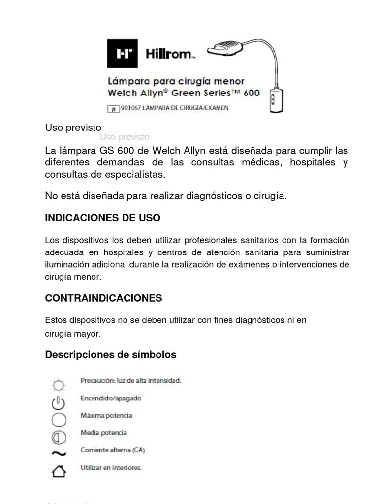 Lámpara GS 600: Uso y Seguridad Médica | PDF | Cirugía | Corriente ...