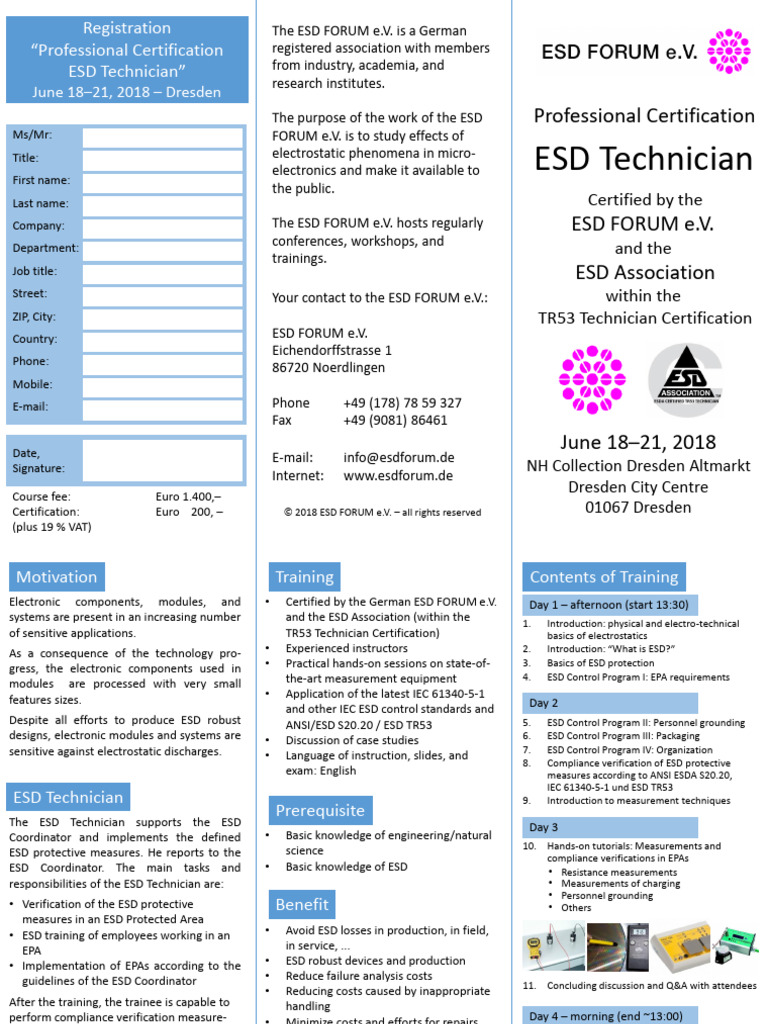 ESD Technician Certification Course | PDF | Electrostatic Discharge