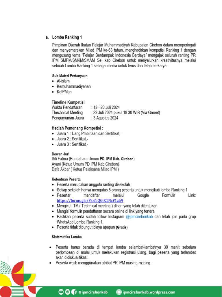 contoh juknis lomba ranking 1 | PDF