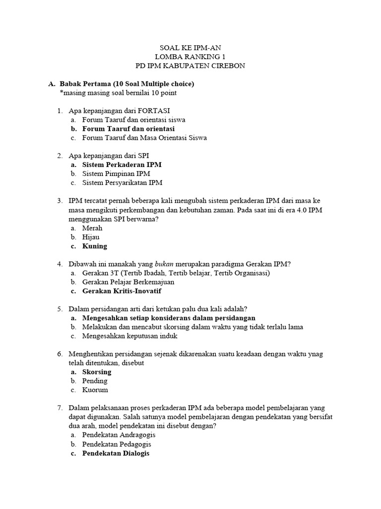 SOAL KE IPM-AN Lomba Rank 1 | PDF | Bisnis | Pengembangan Diri