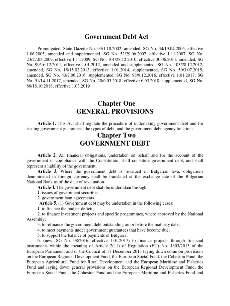 Government - Debt - Act 2019 | PDF | Guarantee | Debt