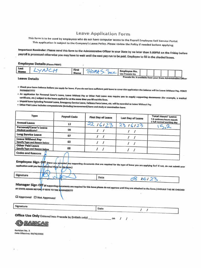 23 06 22 June Leave Notification | PDF