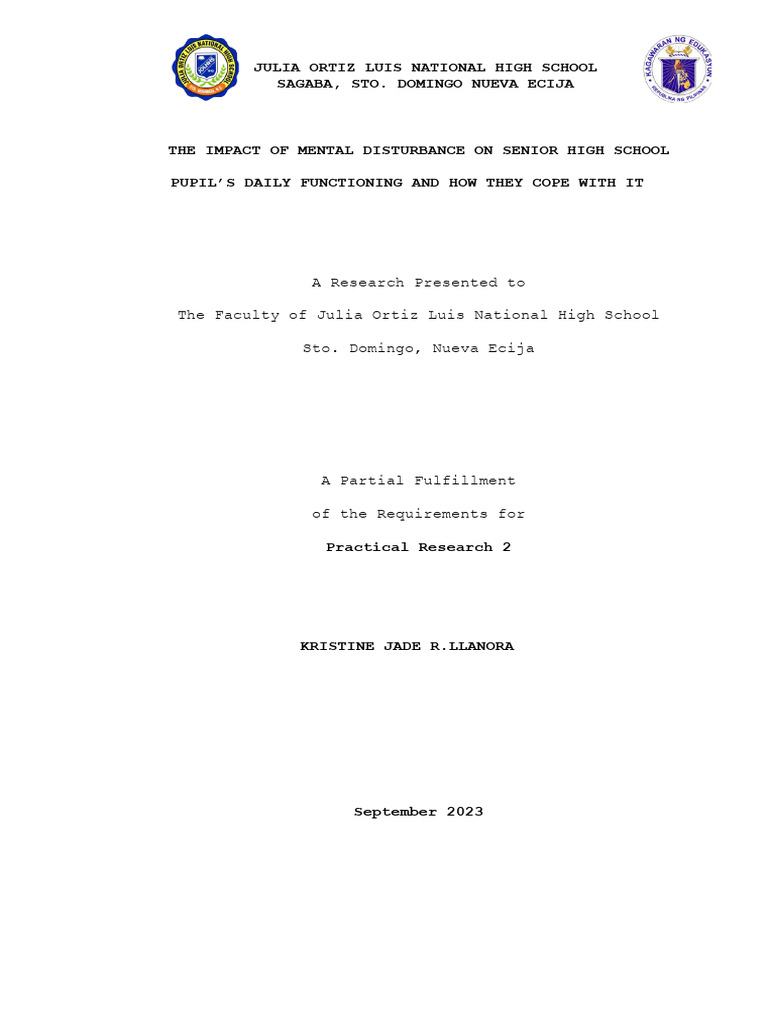 Research Front Page - 091758 | PDF | Mental Disorder | Mental Health