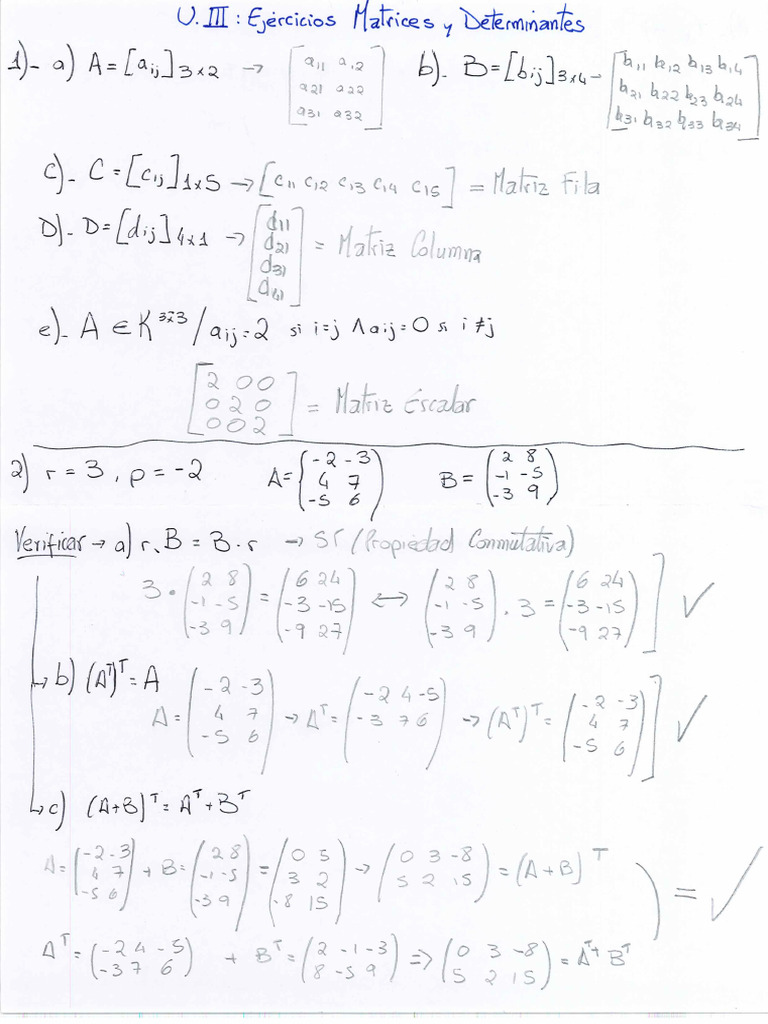 Ej 1 y 2 - Matrices | PDF