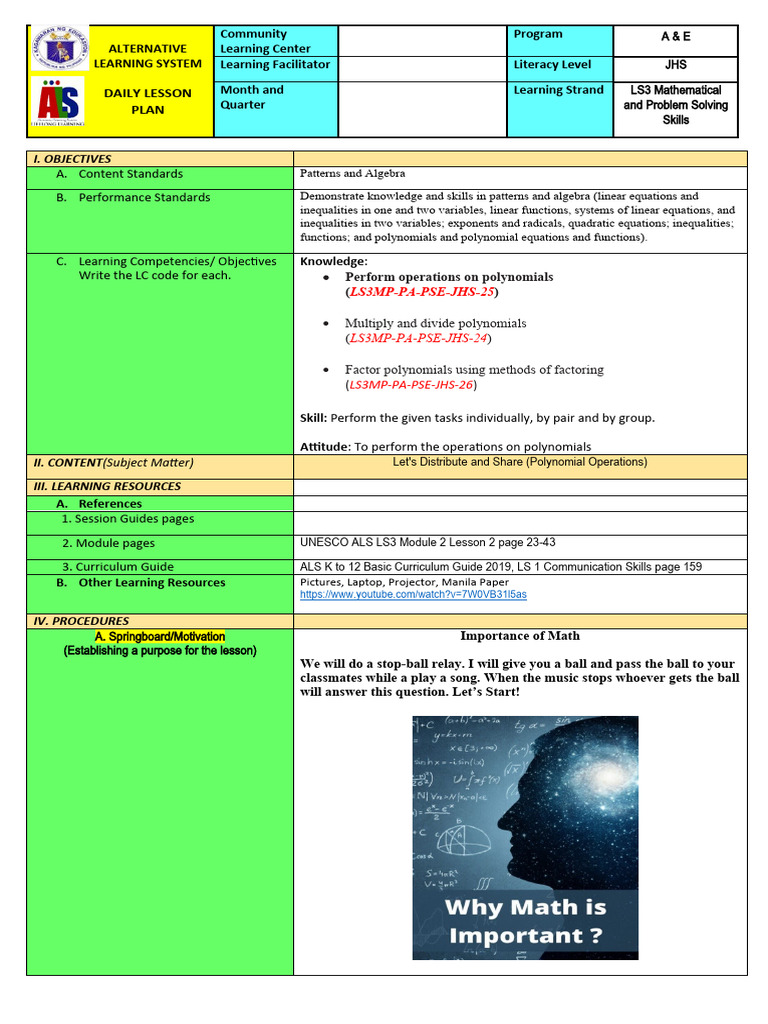 Distributing and Dividing Polynomials | PDF | Polynomial | Equations